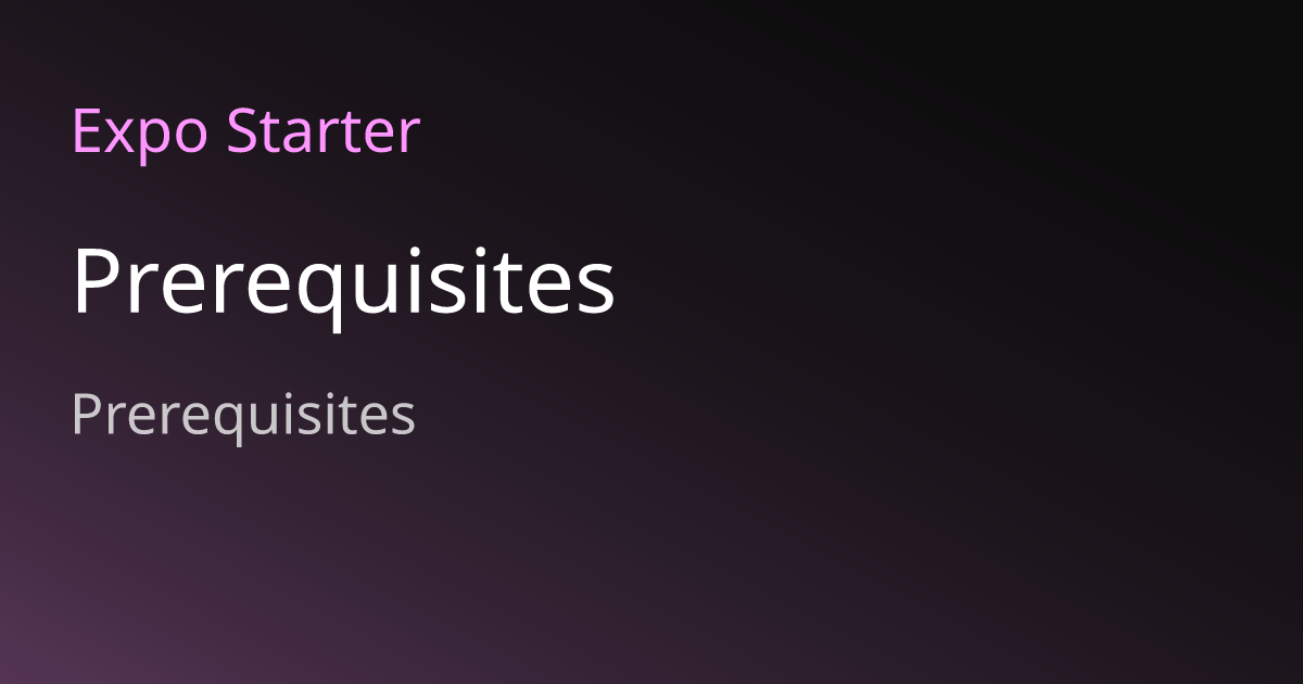 Prerequisites